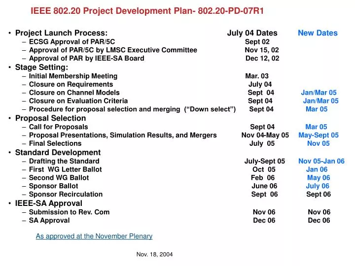 PPT - IEEE 802.20 Project Development Plan- 802.20-PD-07R1 PowerPoint ...