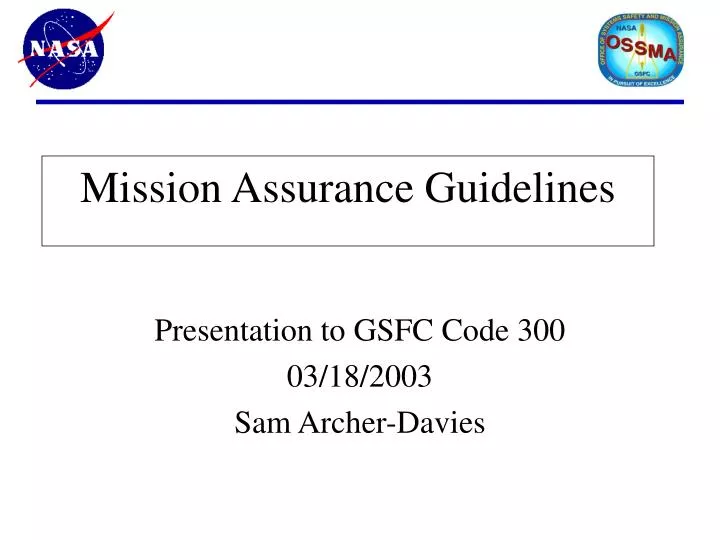 PPT - Mission Assurance Guidelines PowerPoint Presentation, free ...
