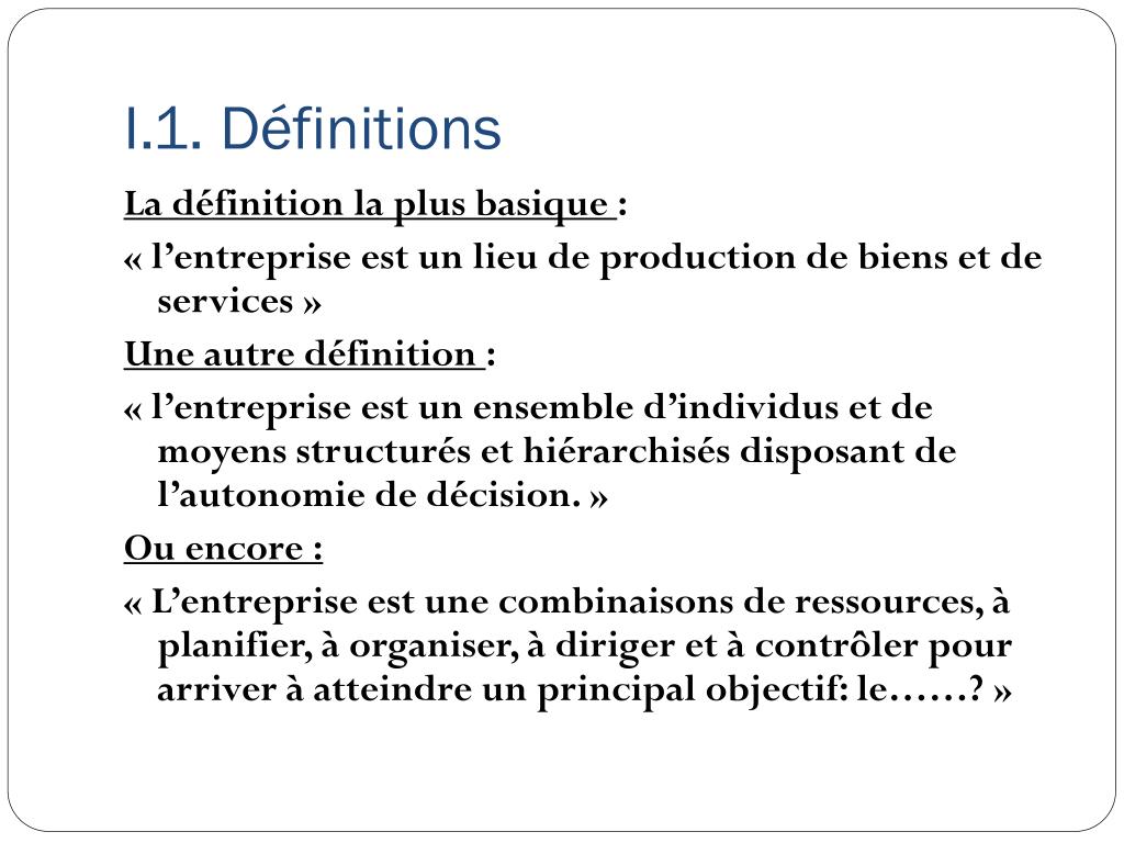 PPT - Chapitre I: Qu’est ce qu’une entreprise ? PowerPoint Presentation ... PPT - Chapitre I: Qu’est ce qu’une entreprise ? PowerPoint Presentation ...