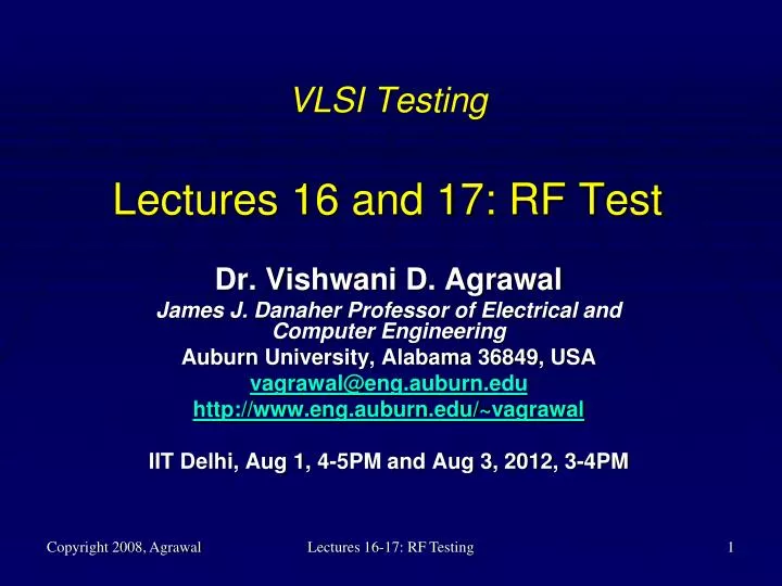 PPT - VLSI Testing Lectures 16 and 17: RF Test PowerPoint Presentation ...