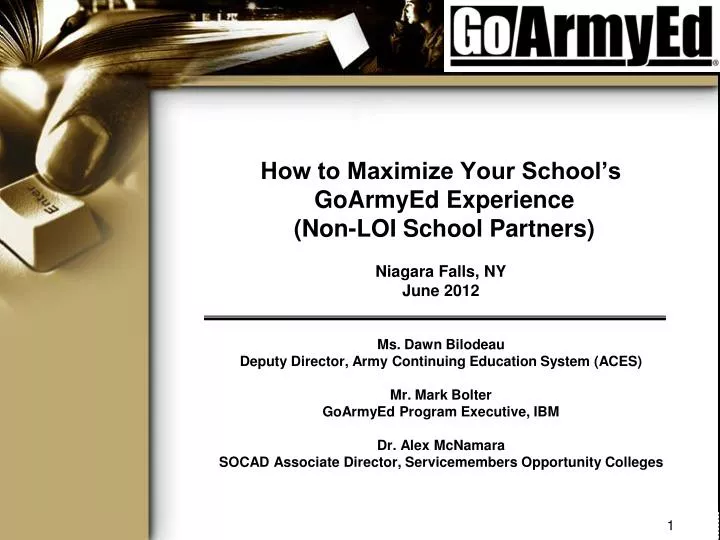 PPT - The Army Continuing Education System (ACES) had a vision for the ...