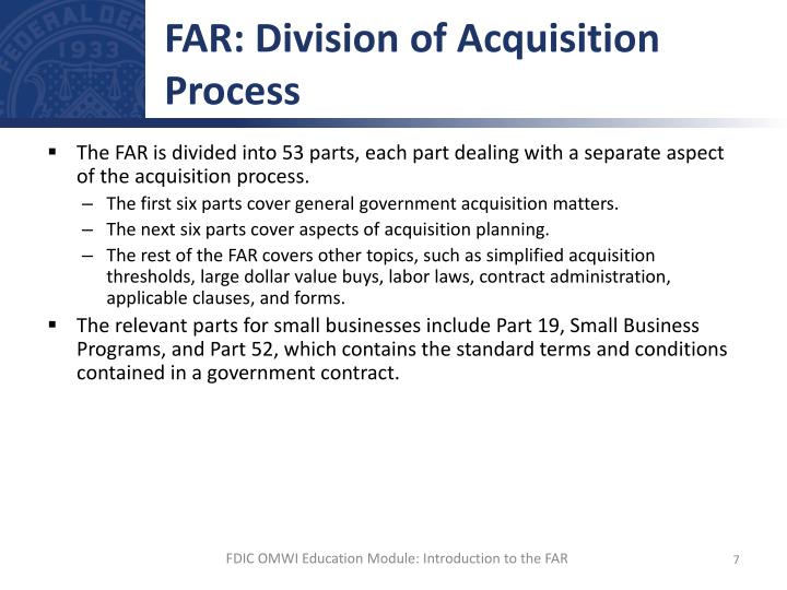 PPT - Introduction to the Federal Acquisition Regulation (FAR ...