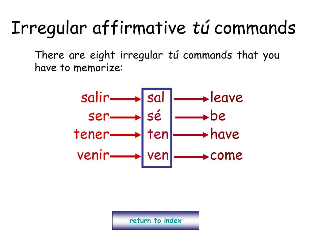 PPT - Regular affirmative tú commands PowerPoint Presentation, free ... PPT - Regular affirmative tú commands PowerPoint Presentation, free ...