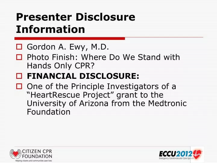 PPT - Presenter Disclosure Information PowerPoint Presentation, free ...