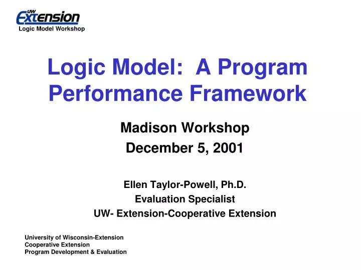 PPT - Logic Model: A Program Performance Framework PowerPoint ...