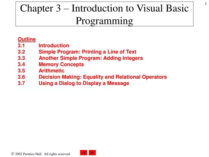 PPT - Chapter 3 – Introduction to Visual Basic Programming PowerPoint ...
