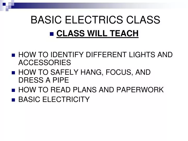PPT - BASIC ELECTRICS CLASS PowerPoint Presentation, free download - ID ...