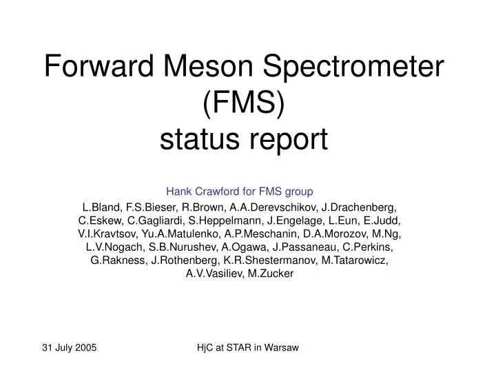 PPT - Forward Meson Spectrometer (FMS) status report PowerPoint ...