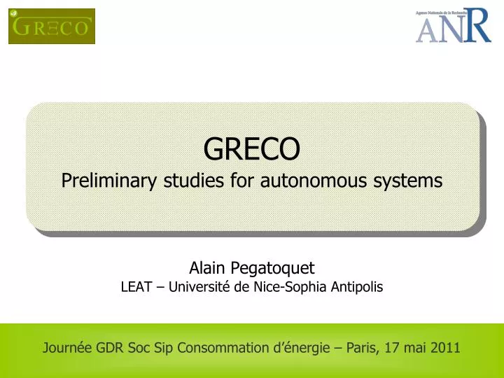 PPT - GRECO Preliminary studies for autonomous systems PowerPoint ...