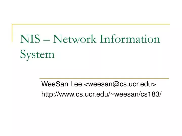 PPT - NIS – Network Information System PowerPoint Presentation, free ...