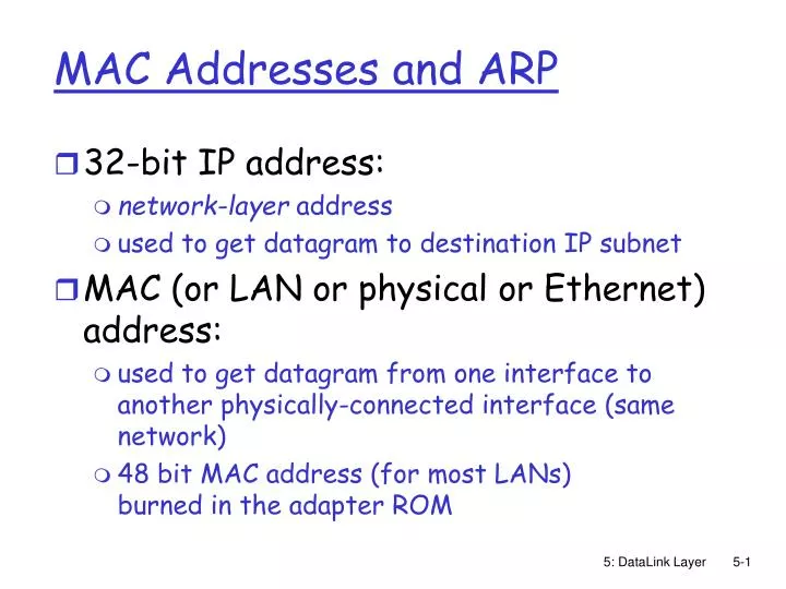 PPT - MAC Addresses and ARP PowerPoint Presentation, free download - ID ...