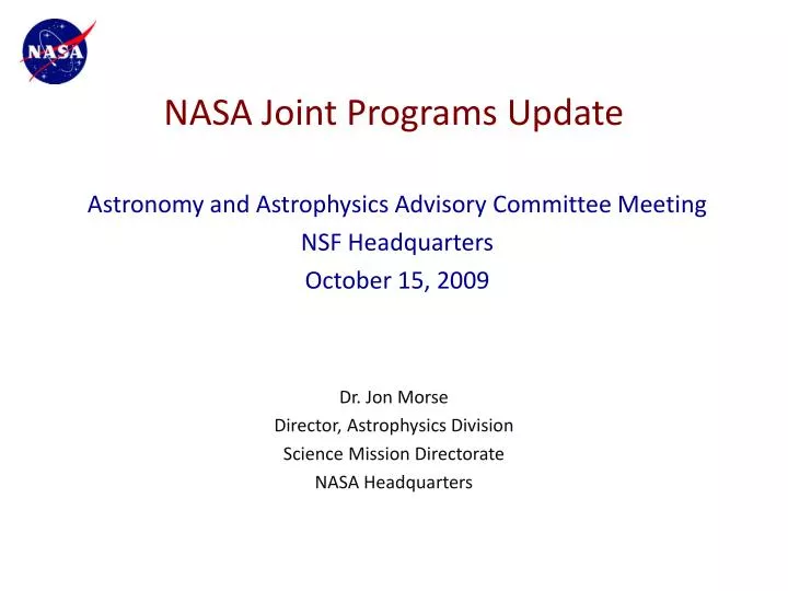 PPT - NASA Joint Programs Update PowerPoint Presentation, free download ...