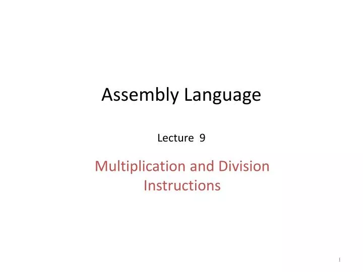 Ppt Assembly Language Lecture 9 Powerpoint Presentation Free Download Id3217041 