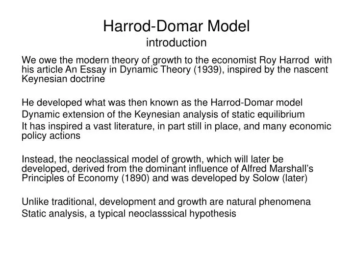 PPT - Harrod -Domar Model introduction PowerPoint Presentation, free ...