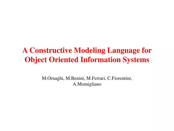 Ppt A Constructive Modeling Language For Object Oriented Information Systems Powerpoint