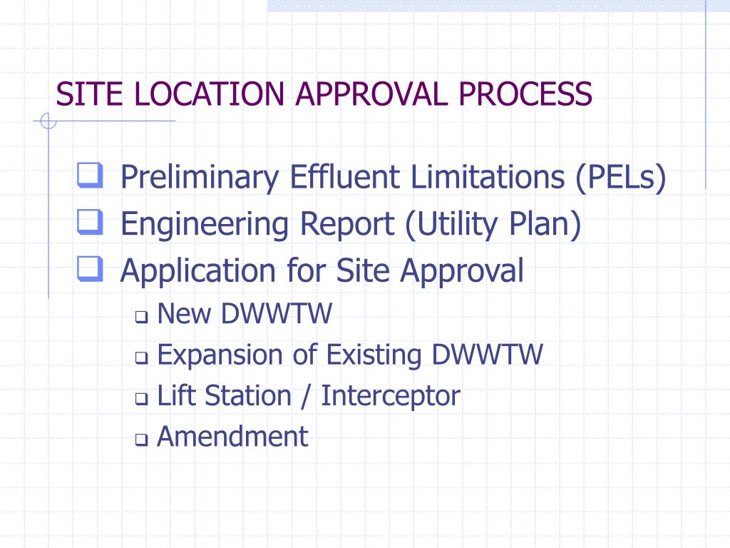PPT - SITE LOCATION AND DESIGN APPROVAL FOR DOMESTIC WASTEWATER ...