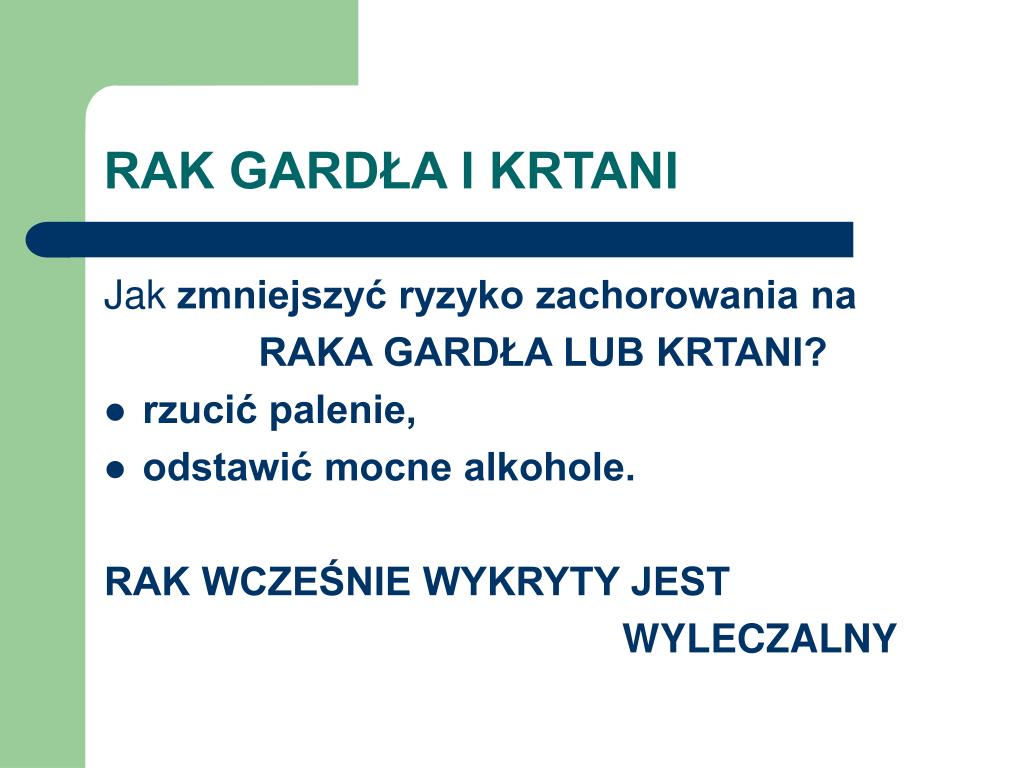 PPT - PIERWSZE, NAJCZĘSTSZE OBJAWY POPULARNYCH NOWOTWORÓW PowerPoint ...