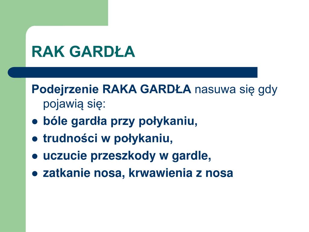 PPT - PIERWSZE, NAJCZĘSTSZE OBJAWY POPULARNYCH NOWOTWORÓW PowerPoint ...