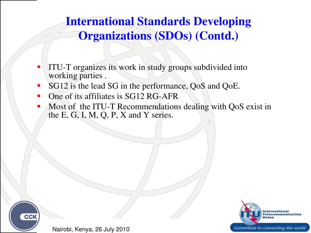 PPT - ITU-T Recommendations and other International Standards Relevant to QOS/QOE Daniel K ...