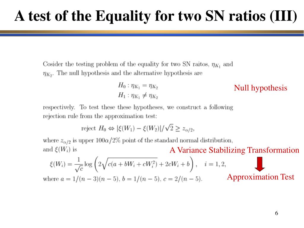 Ppt An Approach To The Sn Ratios Based On The Proportional Models And