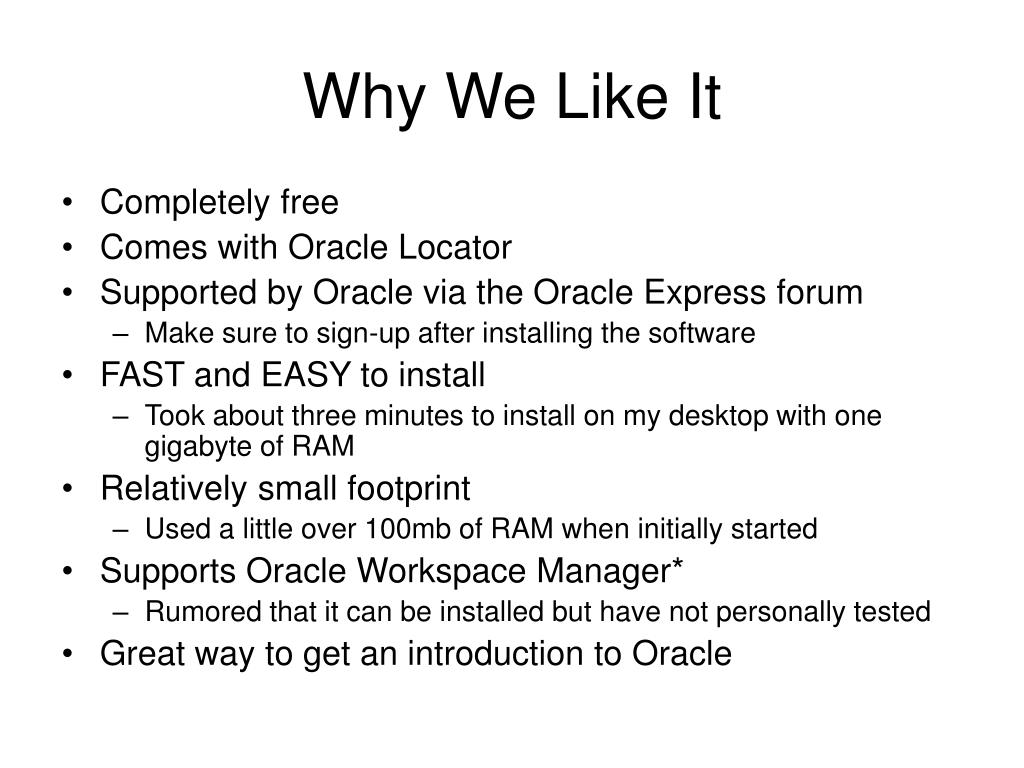 Ppt Creating A Geomedia Enabled Oracle Database Using The Free Oracle Xe Database Powerpoint