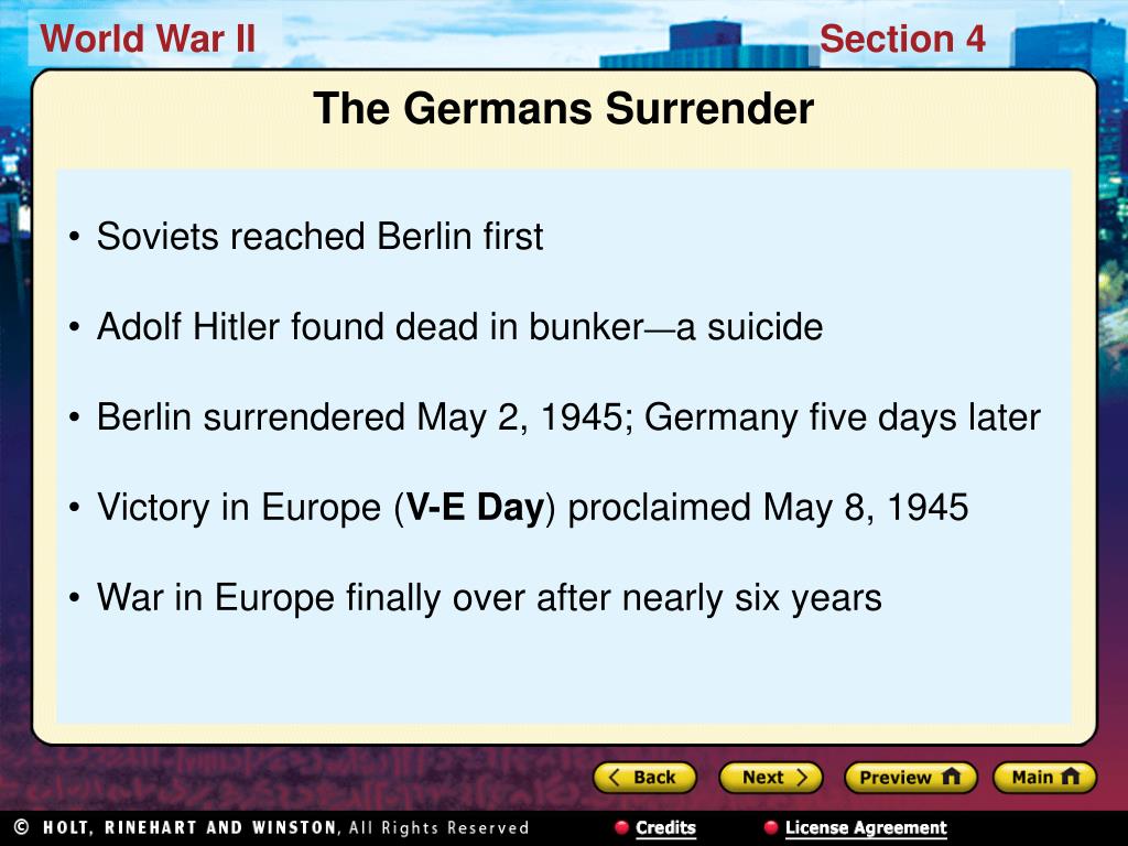 PPT - Preview Main Idea / Reading Focus War Ends in Europe Map: The End ...