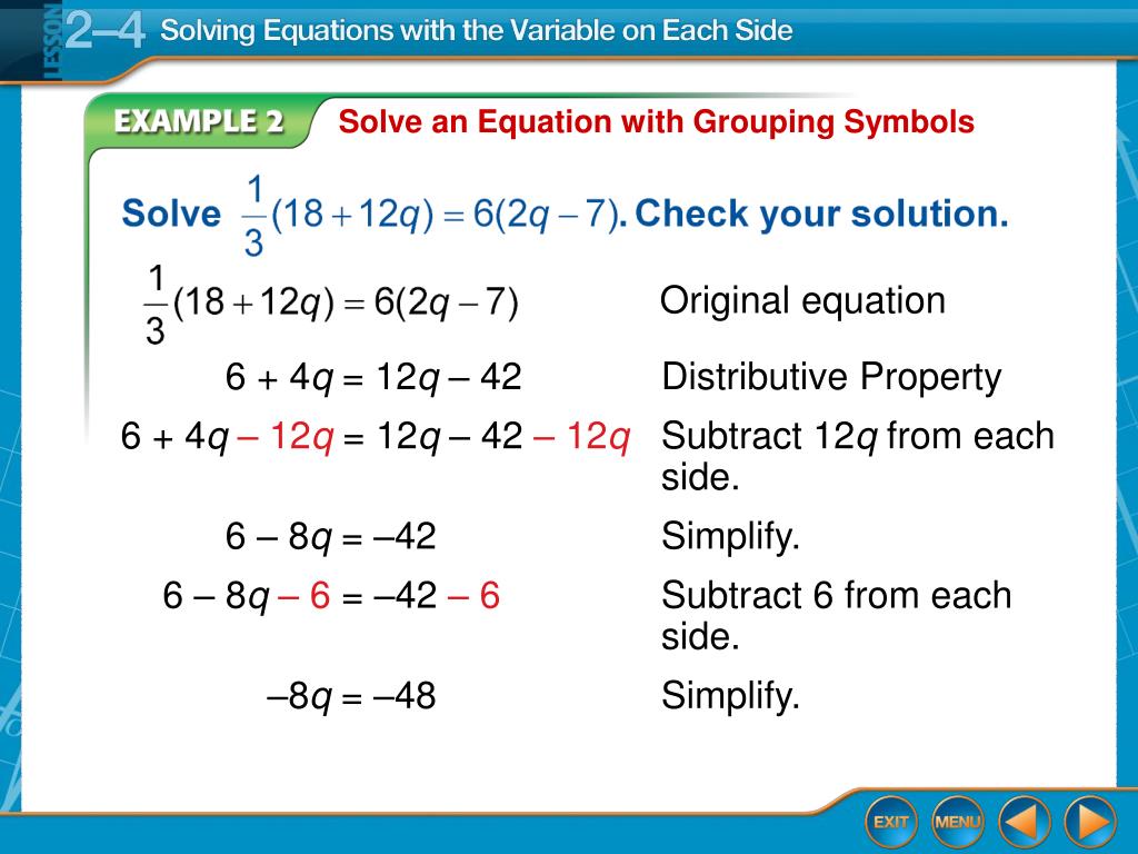 PPT - Math Equation Solving Techniques and Examples PowerPoint ...