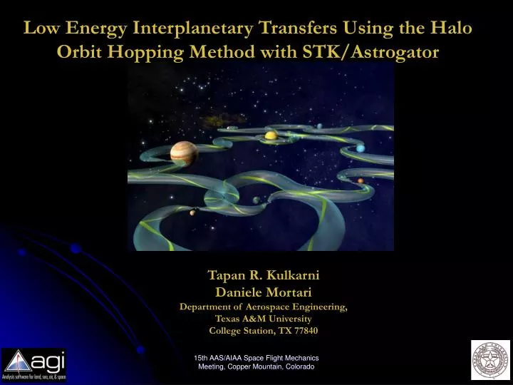 PPT - Low Energy Interplanetary Transfers Using the Halo Orbit Hopping ...