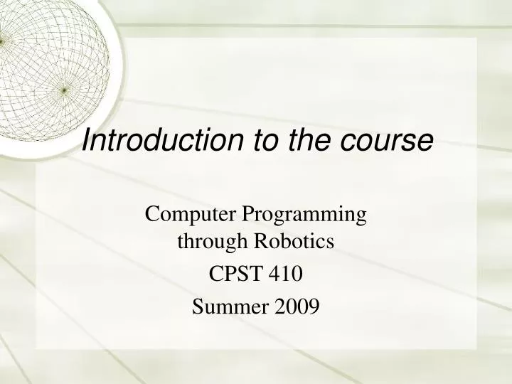 PPT - Introduction to the course PowerPoint Presentation, free download ...