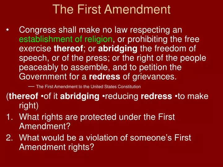 PPT - The First Amendment PowerPoint Presentation, free download - ID ...