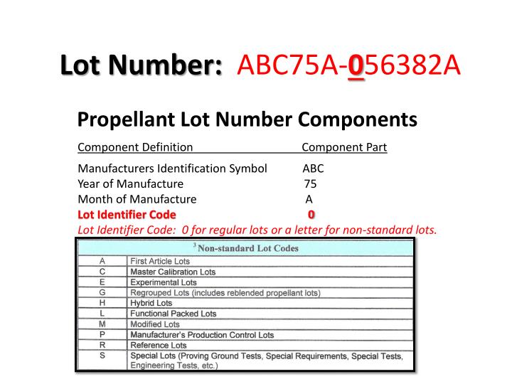 PPT - Propellant Lot Numbers PowerPoint Presentation - ID:3225546