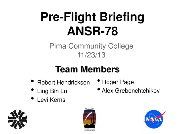 PPT - Pre-Flight Briefing ANSR-78 PowerPoint Presentation, free ...