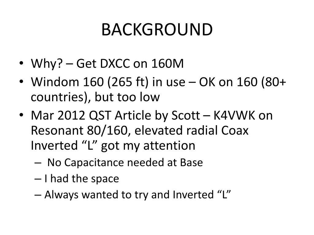 PPT - K9MBQ COAX VERTICAL FOR 160 AND 80 METERS PowerPoint Presentation ...