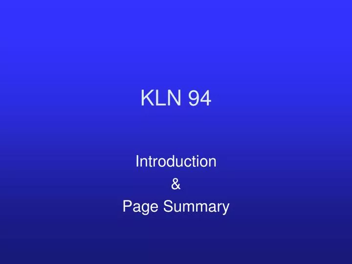 PPT - KLN 94 PowerPoint Presentation, free download - ID:3226470