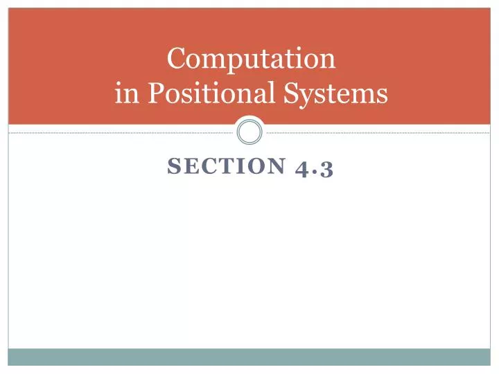 Ppt Computation In Positional Systems Powerpoint Presentation Free Download Id 3231276