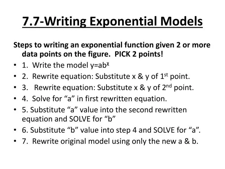 PPT - 7.7-Writing Exponential Models PowerPoint Presentation, free ...
