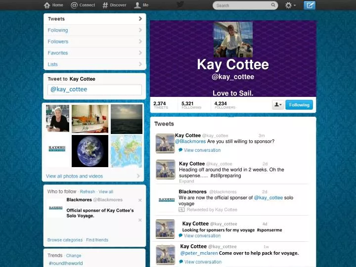 PPT - Kay Cottee @kay_cottee Love to Sail. PowerPoint Presentation ...