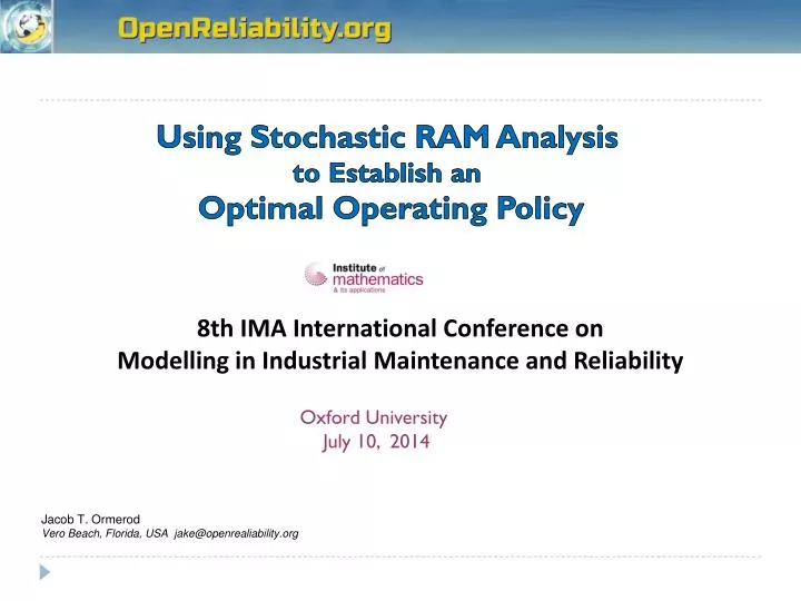 PPT - Using Stochastic RAM Analysis to Establish an Optimal Operating ...