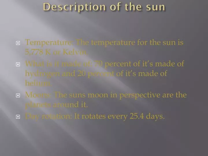 PPT - Description of the sun PowerPoint Presentation, free download ...