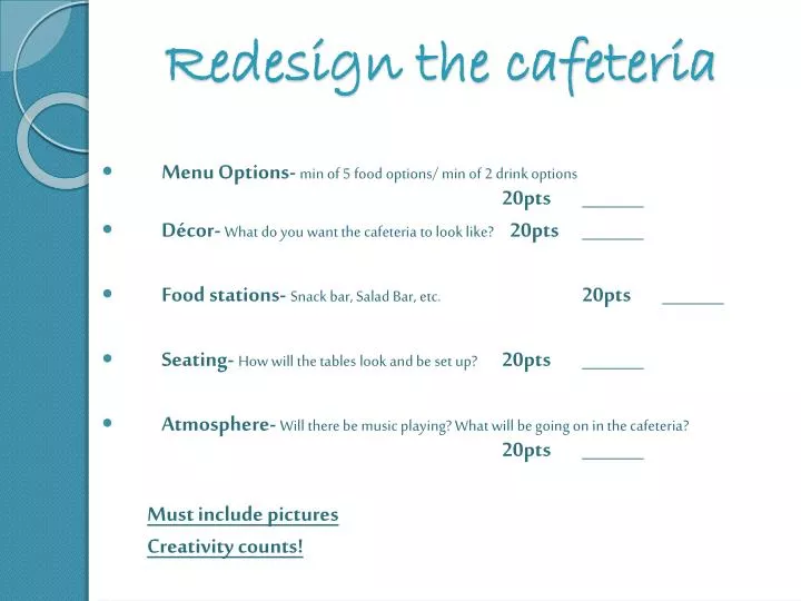 PPT - Redesign the cafeteria PowerPoint Presentation, free download - ID:3234470