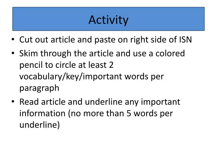 PPT - Activity PowerPoint Presentation, free download - ID:3234529