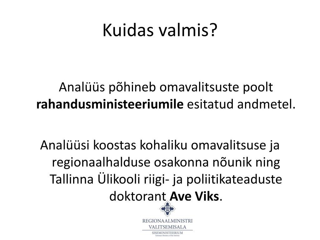 PPT - KOV ühinemiste finantsmõjude analüüs PowerPoint Presentation - ID ...
