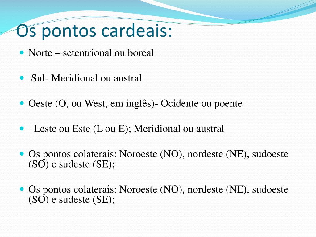 PPT - ORIENTAÇÃO E LOCALIZAÇÃO: PONTOS CARDEAIS E OUTRAS REFERÊNCIAS ...