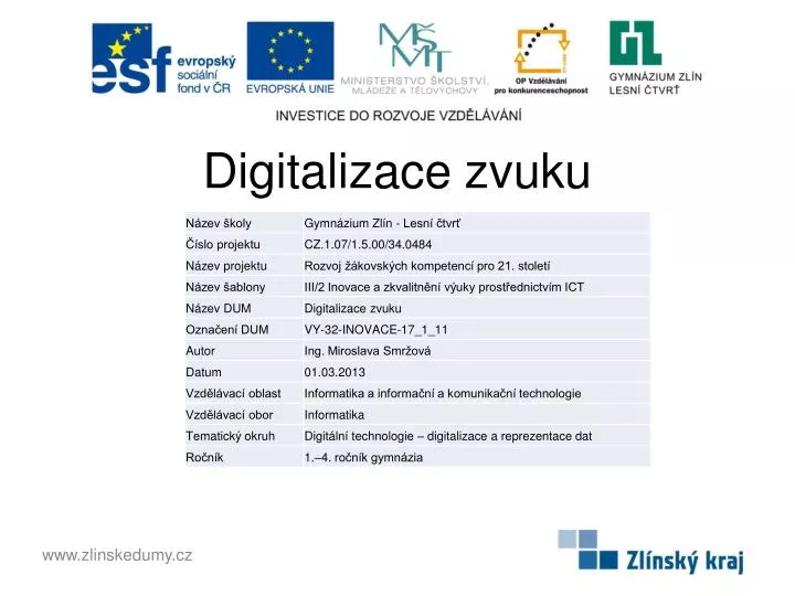 PPT - Digitalizace zvuku PowerPoint Presentation, free download - ID ...