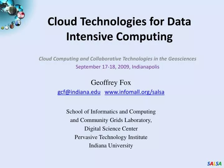 PPT - Cloud Technologies for Data Intensive Computing PowerPoint Presentation - ID:3238944