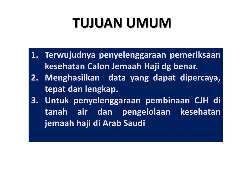 PPT - SOSIALISASI PENGISIAN BUKU KESEHATAN JEMAAH HAJI (BKJH ...