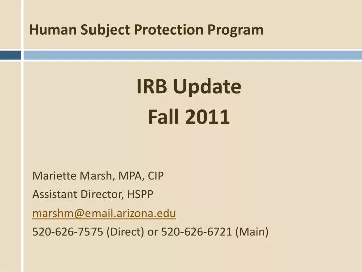 PPT - Human Subject Protection Program PowerPoint Presentation, free ...
