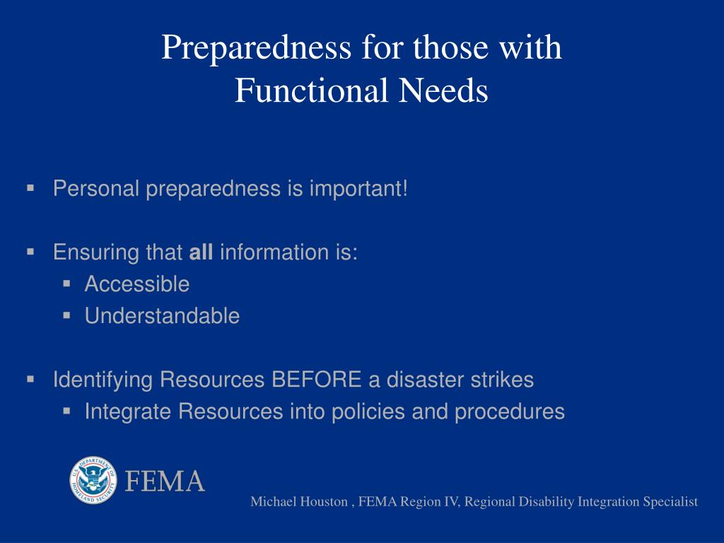 PPT - Michael Houston Regional Disability Integration Specialist FEMA ...