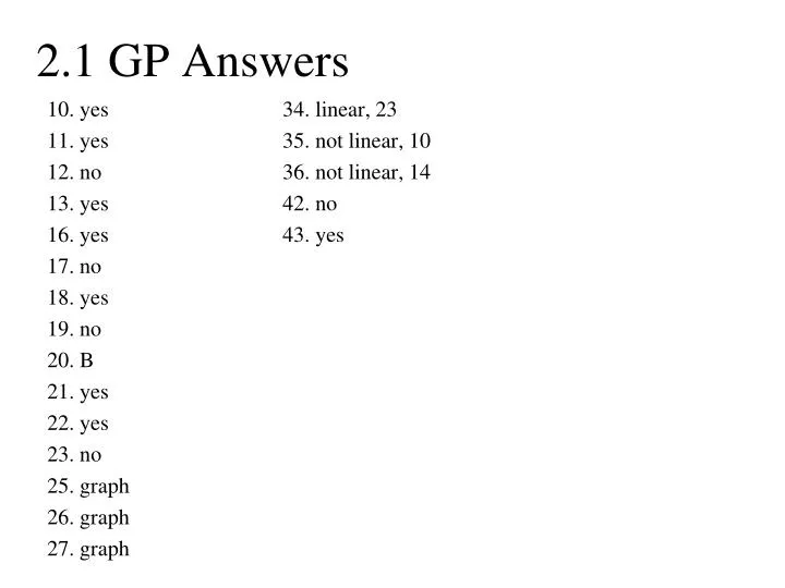 PPT - 2.1 GP Answers PowerPoint Presentation, free download - ID:3245585
