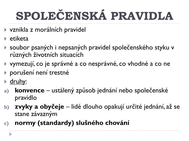PPT - PRAVIDLA A NORMY CHOVÁNÍ PowerPoint Presentation - ID:3245729